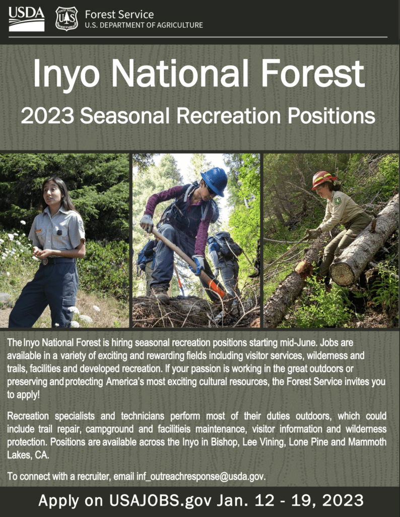 Inyo National Forest 2023 Seasonal Recreation Positions