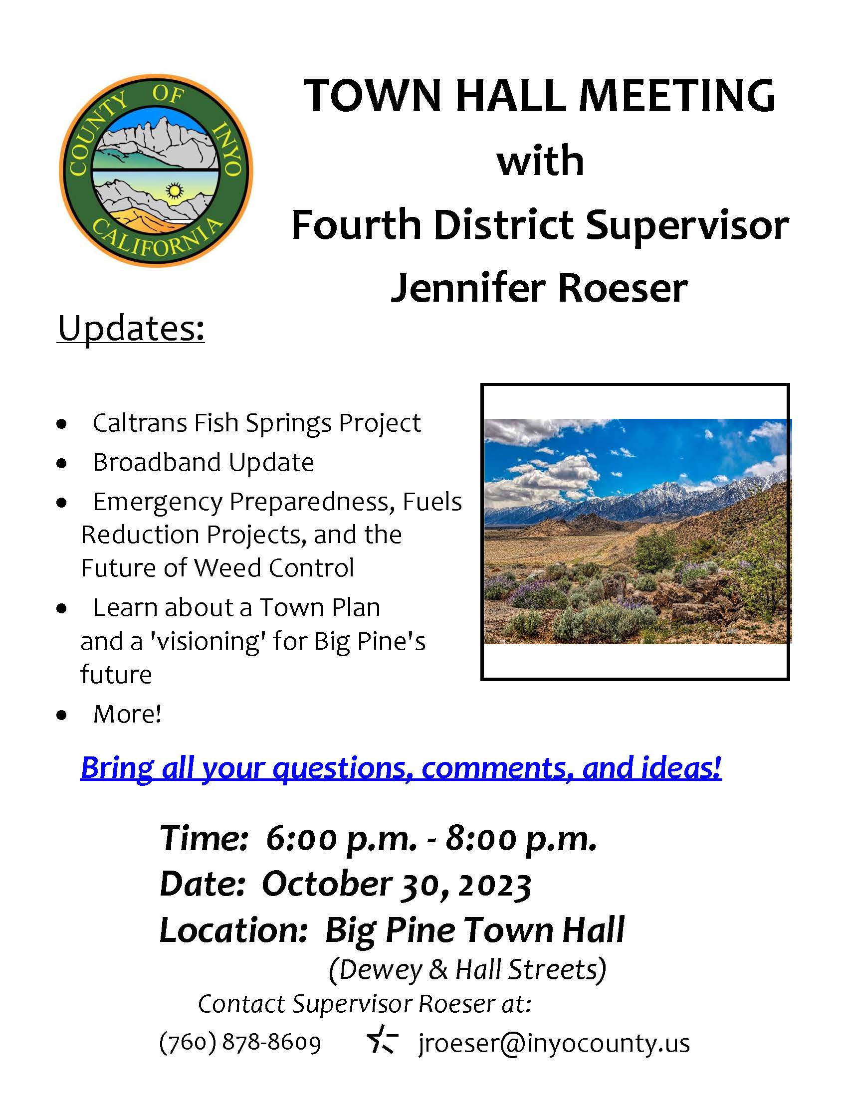 Big Pine Town Hall Meeting with Fourth District Supervisor Roeser ...