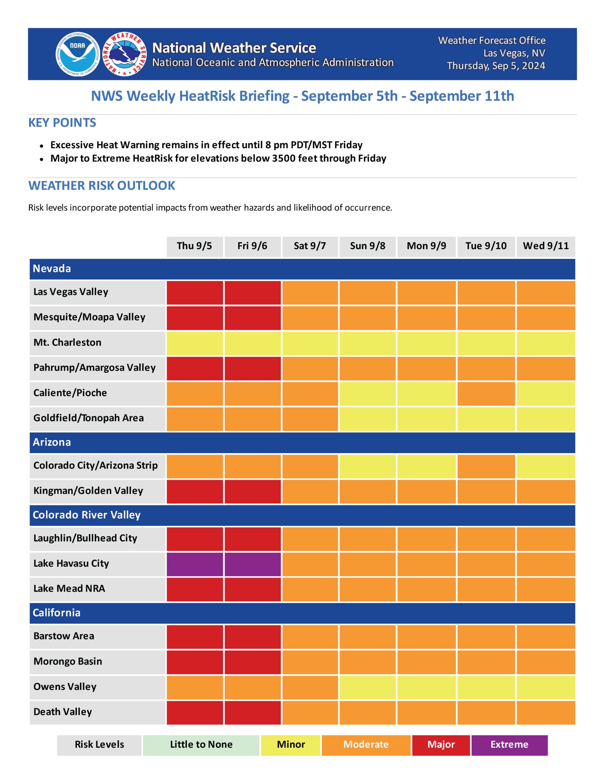 NWS HeatRisk - Sierra Wave: Eastern Sierra News - The Community's News