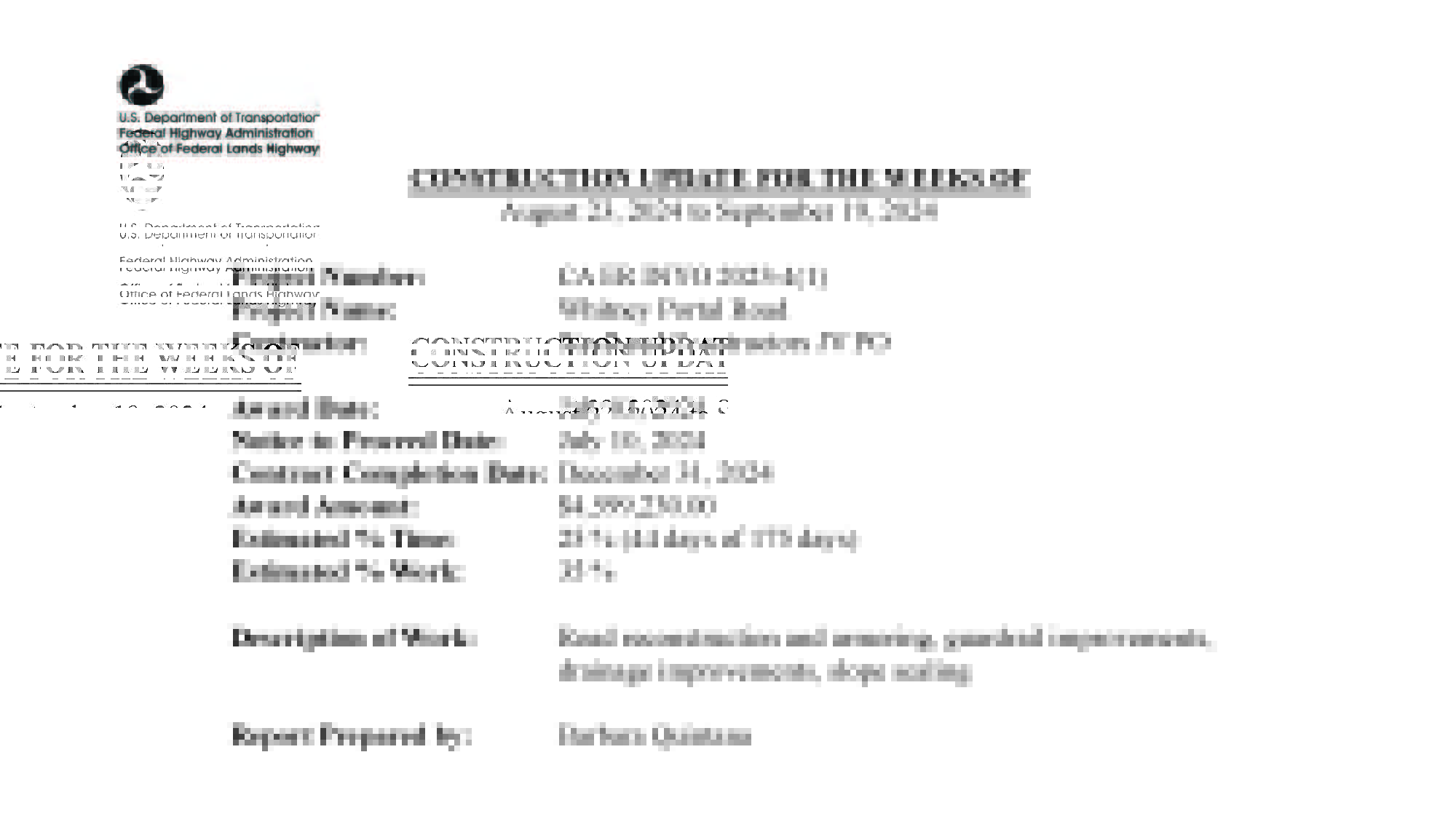 Whitney Portal Road Construction Update September 19, 2024 - Sierra ...
