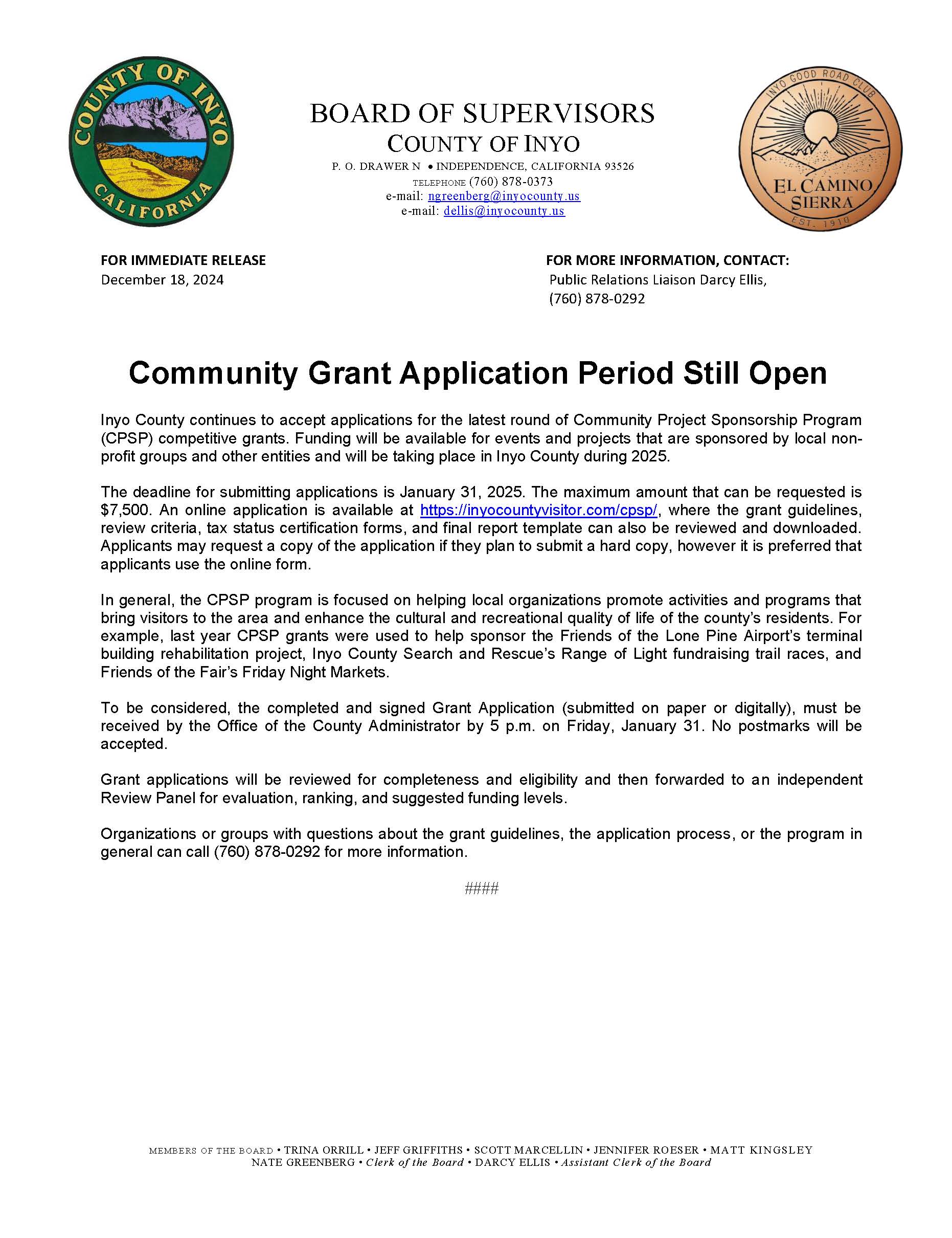 Community Grant Application Period Still Open - Sierra Wave: Eastern Sierra News - The Community ...