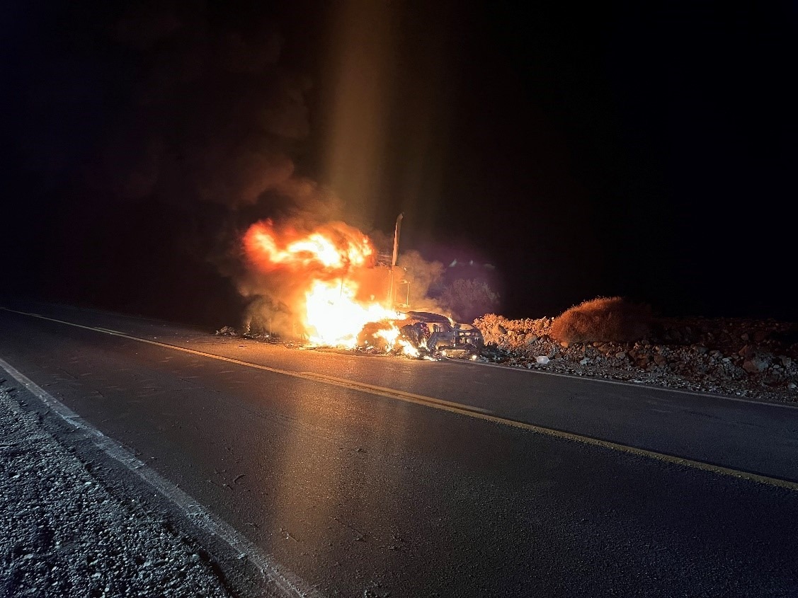 Tractor Trailer Fire on CA-190 within Death Valley National Park ...