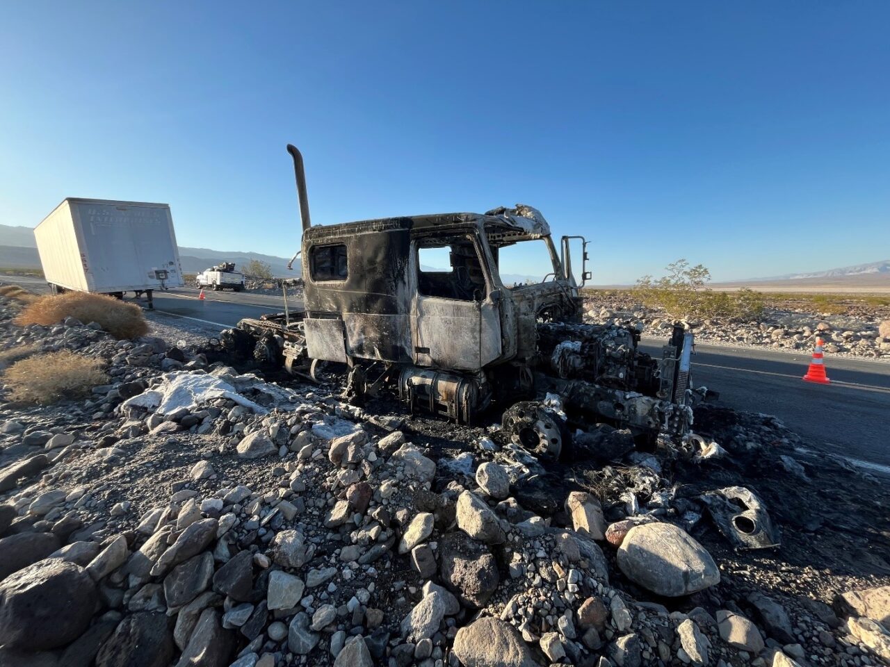 Tractor Trailer Fire on CA-190 within Death Valley National Park ...