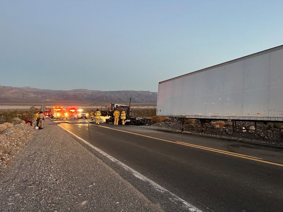 Tractor Trailer Fire on CA-190 within Death Valley National Park ...