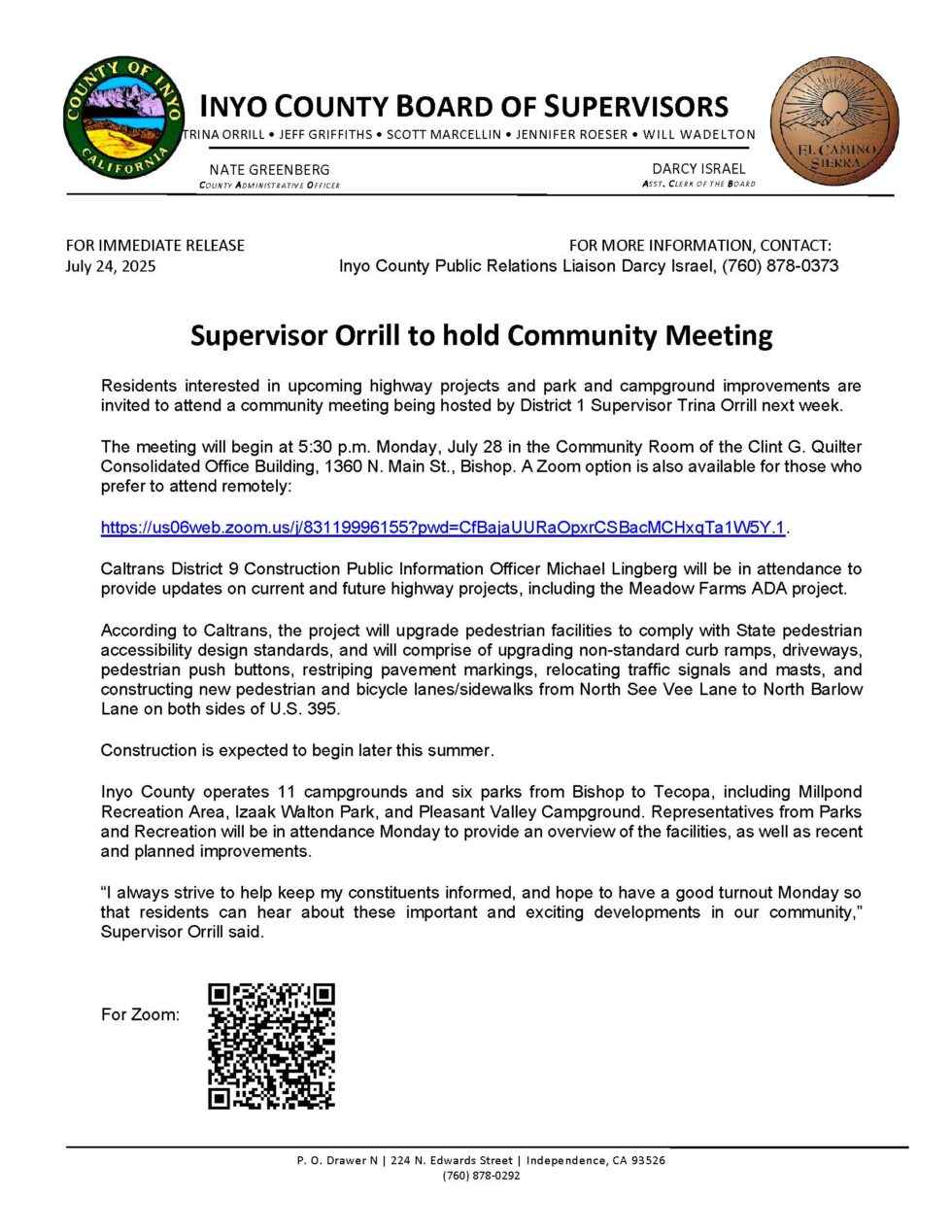 Supervisor Orrill to hold Community Meeting - Sierra Wave: Eastern ...